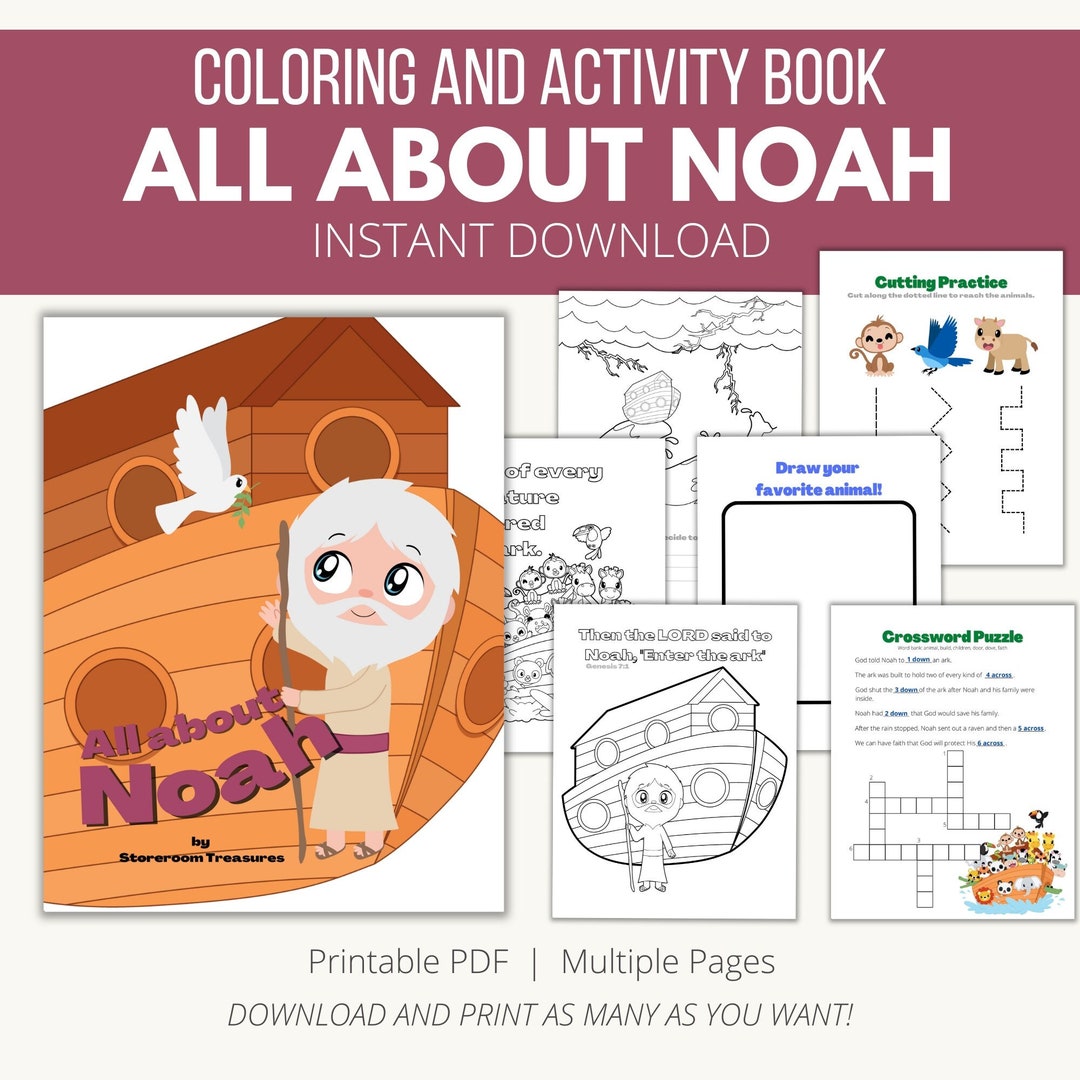 Libro de actividades bíblico imprimible de Noé y el Arca - Etsy México