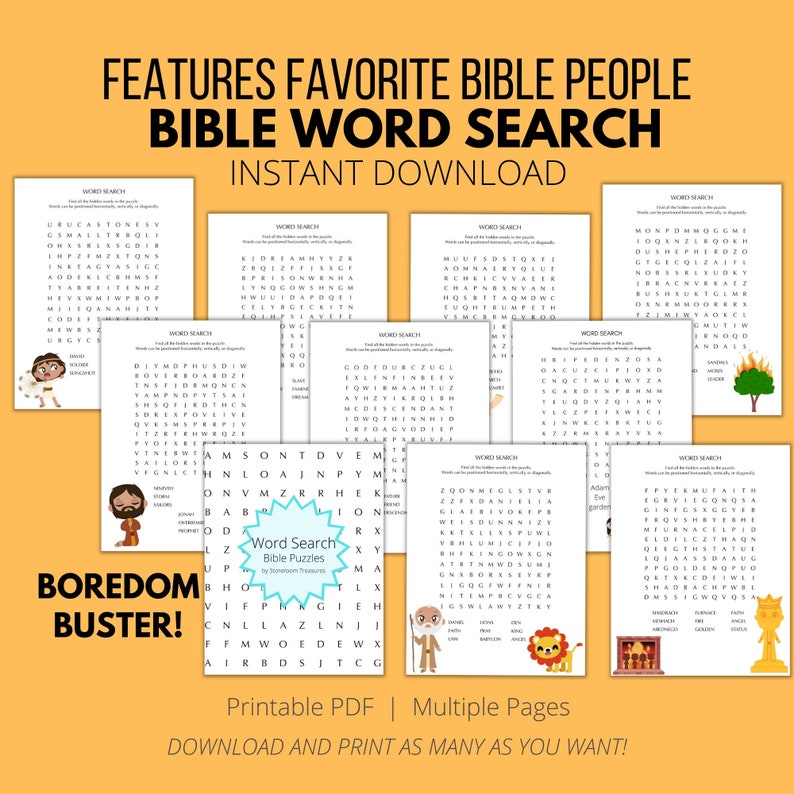 Printable Bible Word Search Kids Activity Book Bundle - Etsy