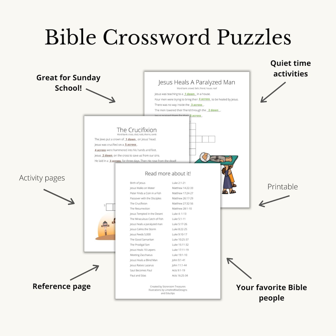 Printable Bible Crossword Kids Activity Book Bundle - Etsy