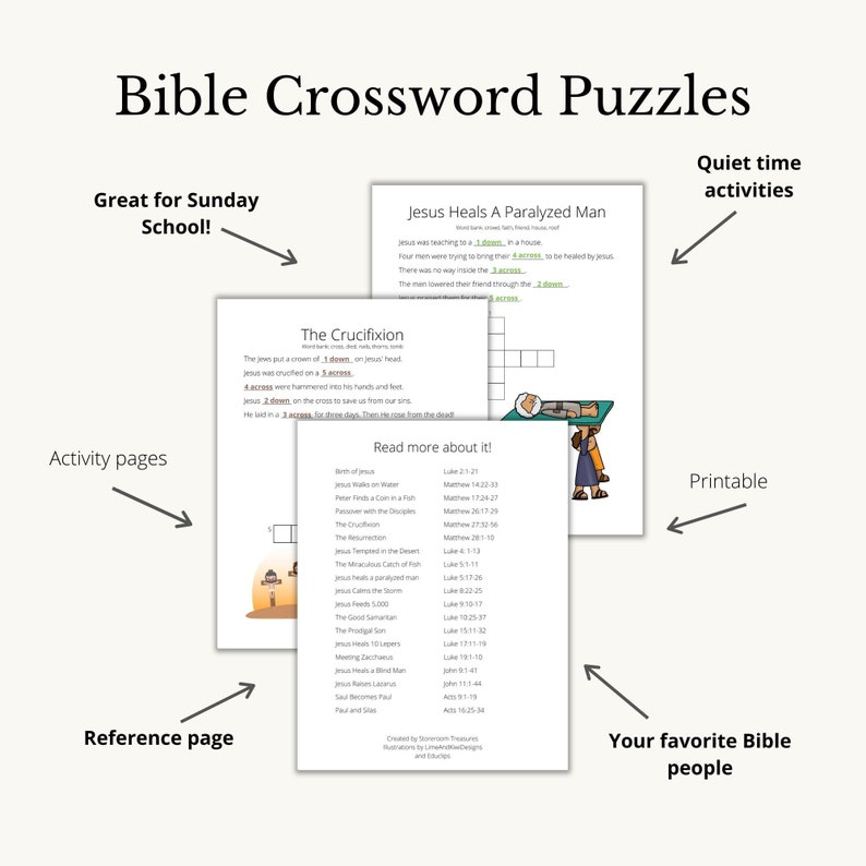 Printable Bible Crossword Kids Activity Book Bundle - Etsy