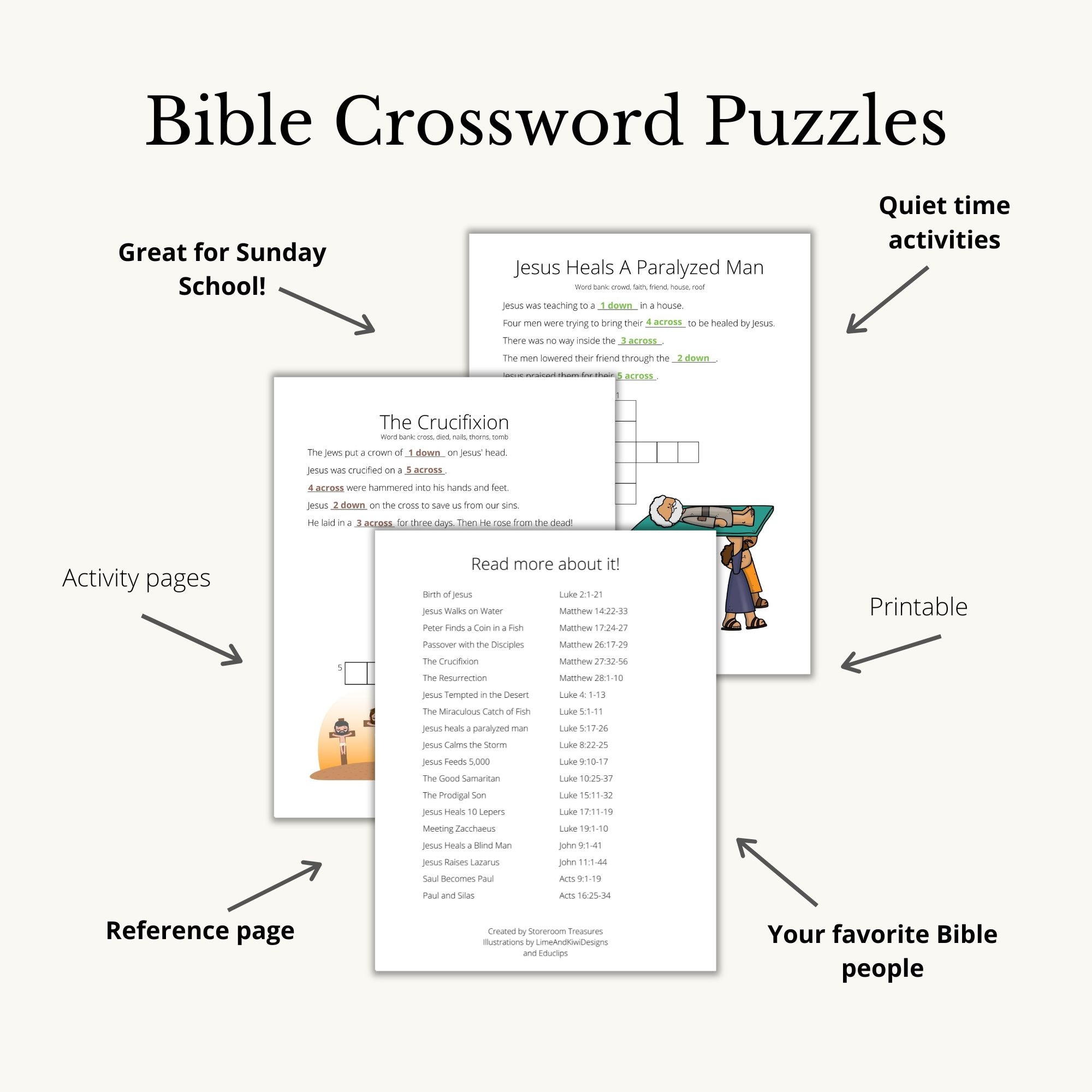 Printable Bible Crossword Kids Activity Book Bundle - Etsy