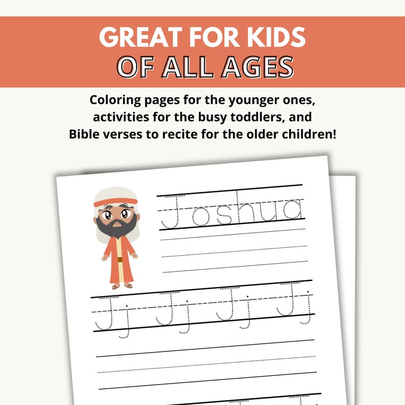 Printable Bible Coloring & Activity Book - All About Joshua - Etsy