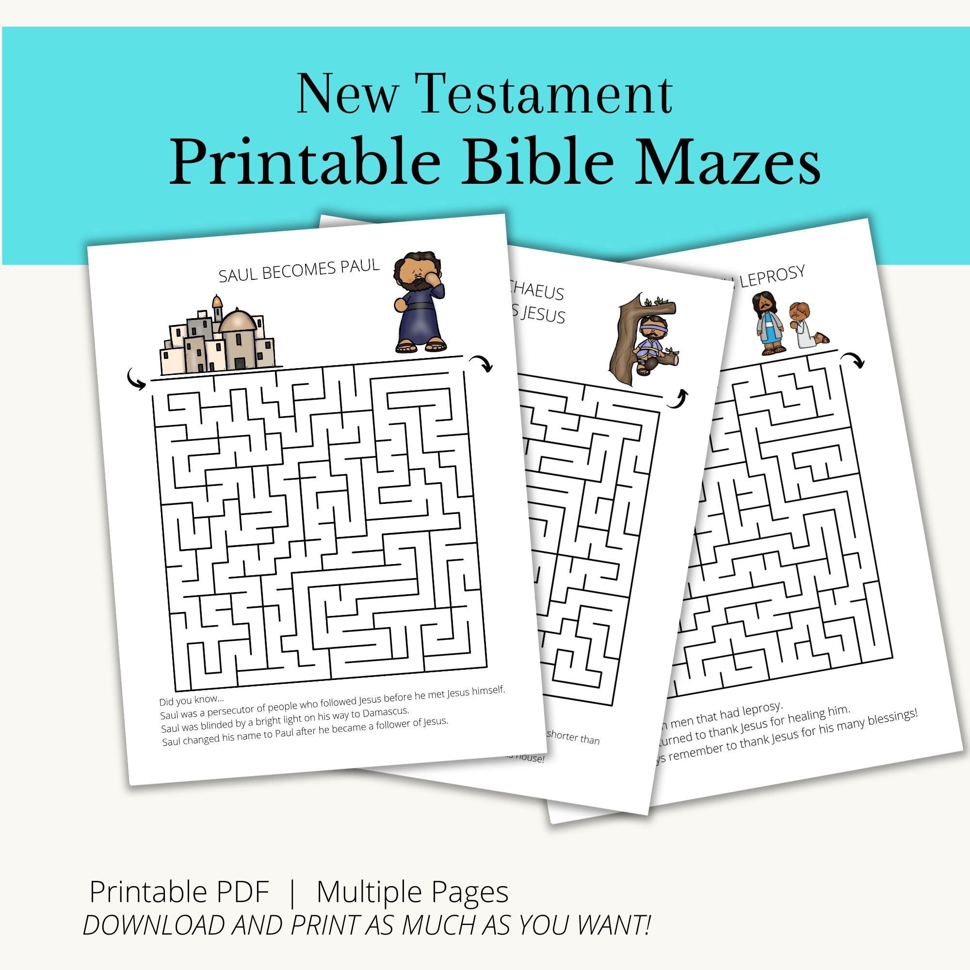 Printable Mazes Bible Activity Book - New Testament - Etsy