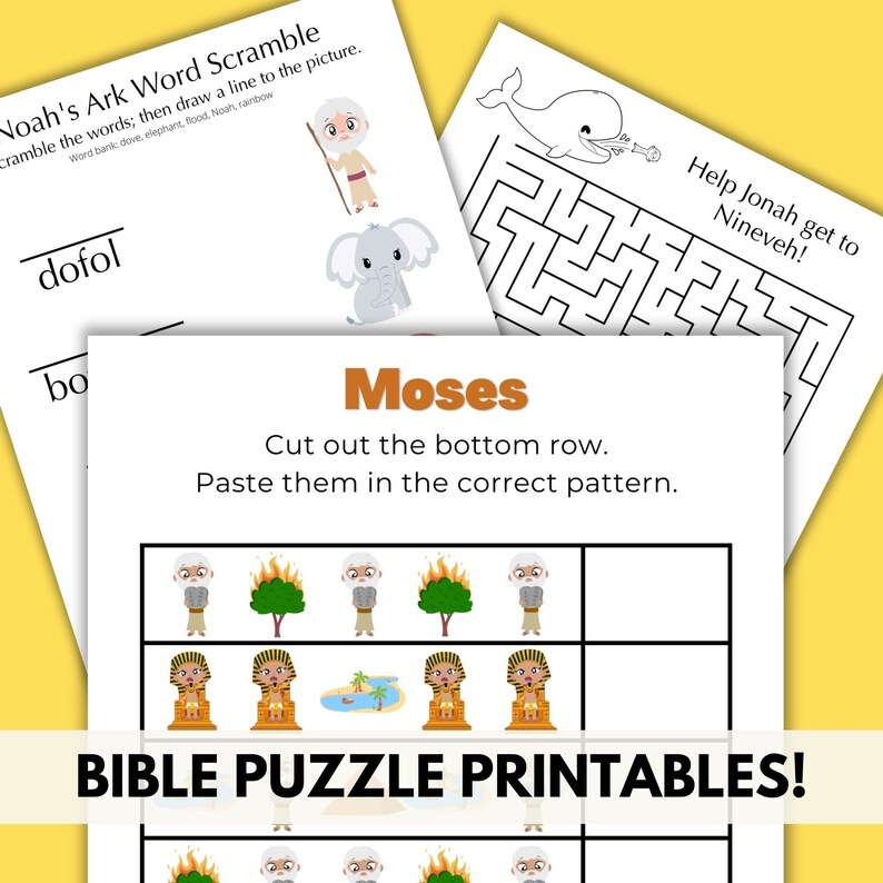 Printable Bible Puzzles Activity Pack - Etsy