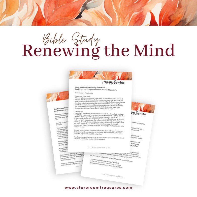 Women's Printable Bible Study: Renewing the Mind & Prayer Cards - Etsy