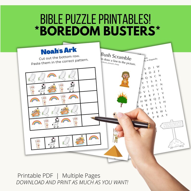 Printable Bible Puzzles Activity Pack - Etsy