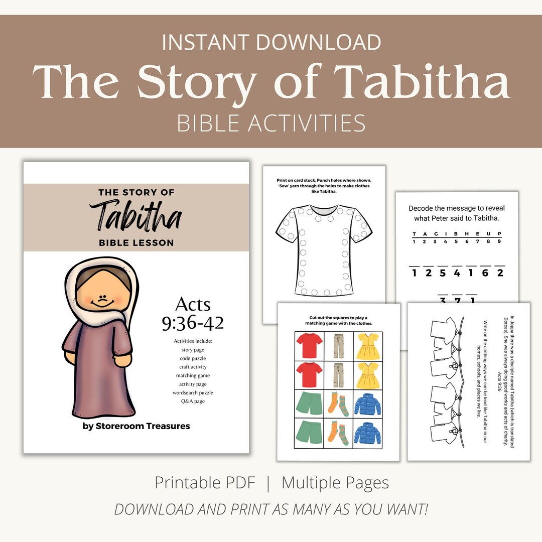 The Story of Tabitha (dorcas) - Bible Activities - Etsy