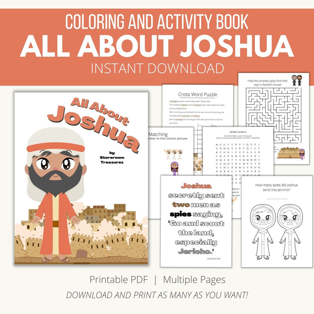 Printable Bible Coloring & Activity Book - All About Joshua - Etsy