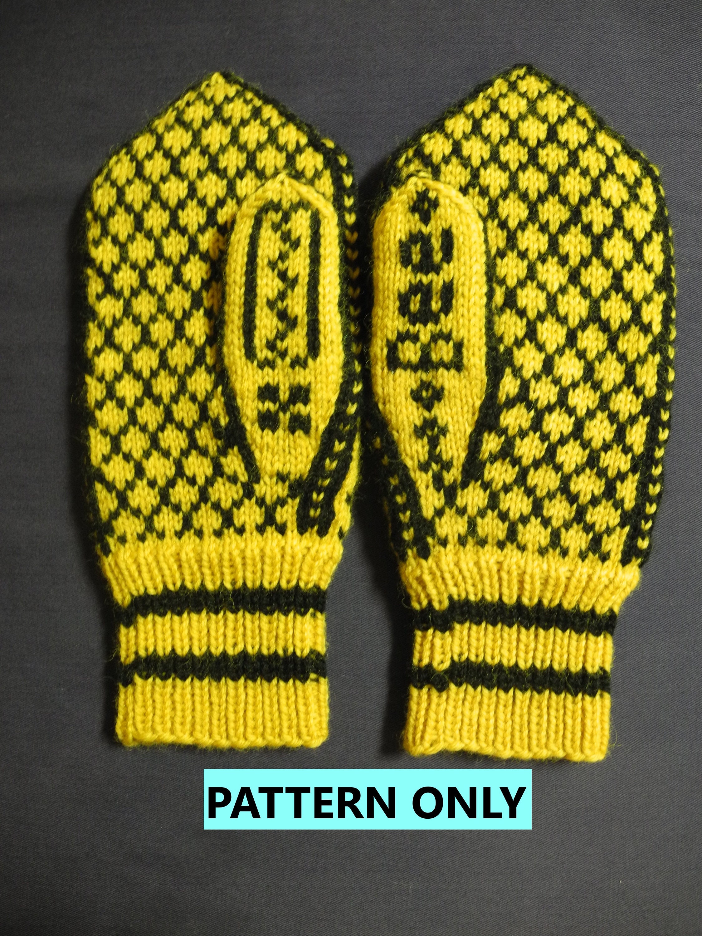 PATTERN - Bee Mittens With Bee Hives for Knitting, Stranded Knit ...
