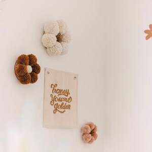 Boho Pom Pom Daisy Trio / Boho Daisy Decor / Set of Three Flower Daisy ...