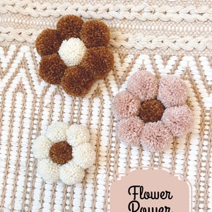Boho Pom Pom Daisy Trio / Boho Daisy Decor / Set of Three Flower Daisy ...
