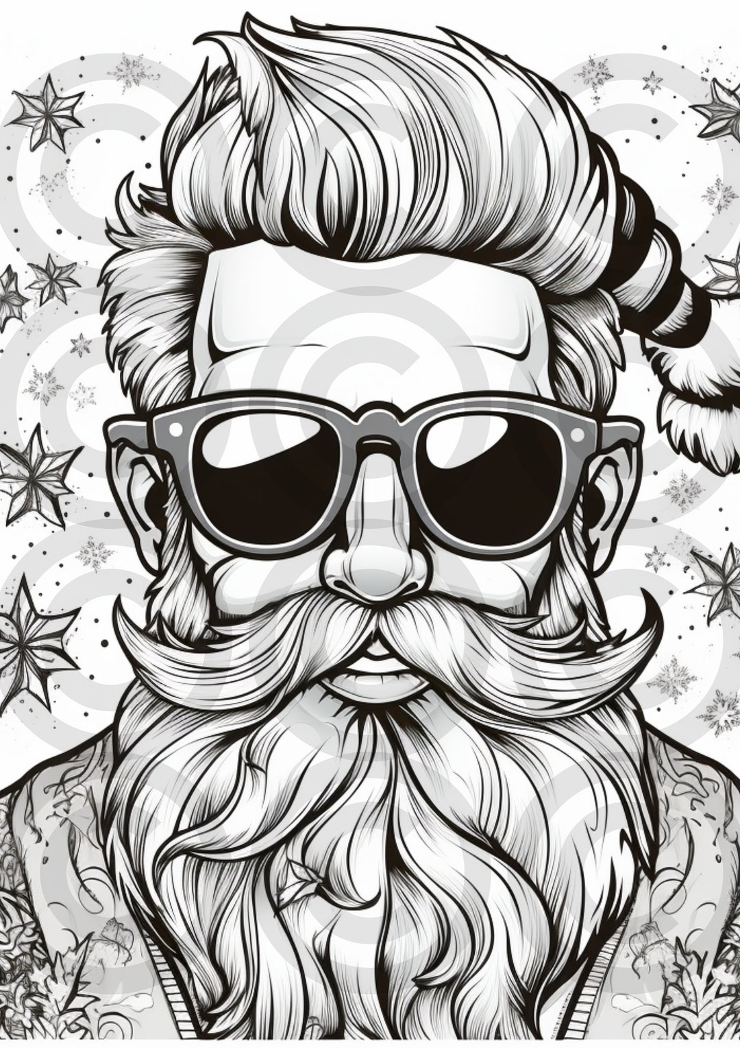 Hipster Santa Coloring Page Digital Download - Etsy