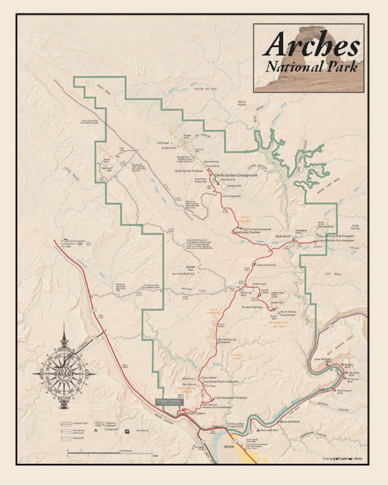 Arches National Park Map - Etsy