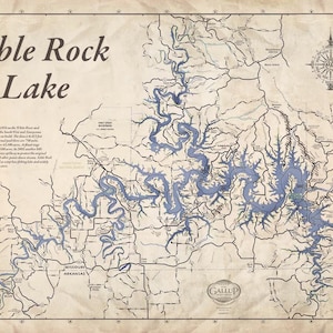 Table Rock Lake Map Vintage Old West Style - Etsy