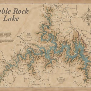 Table Rock Lake Map Vintage Classic Style - Etsy