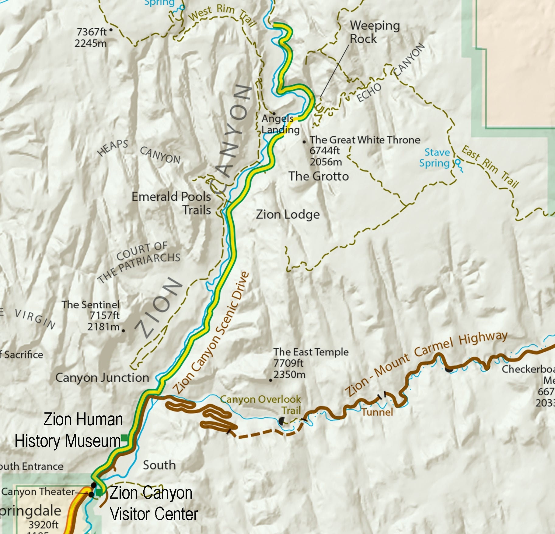 Zion National Park Map - Etsy