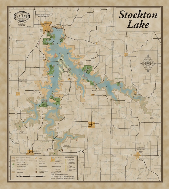 Stockton Lake Map Classic | Etsy