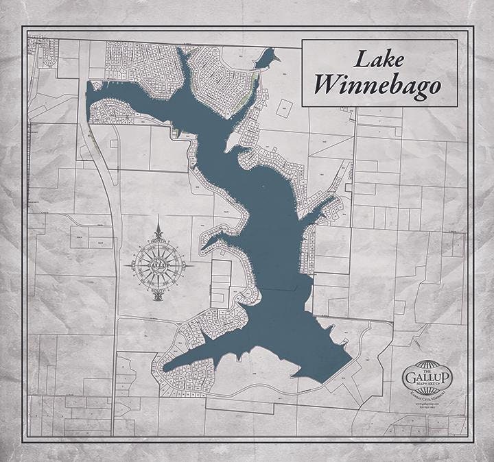 Lake Winnebago Classic Gray Map - Etsy