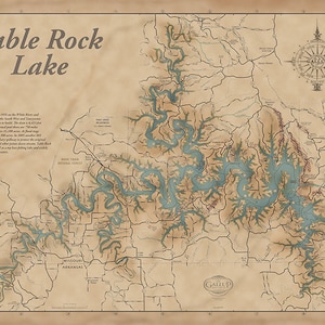 Table Rock Lake Map Vintage Classic Style - Etsy