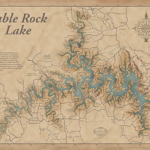 Table Rock Lake Map - Etsy
