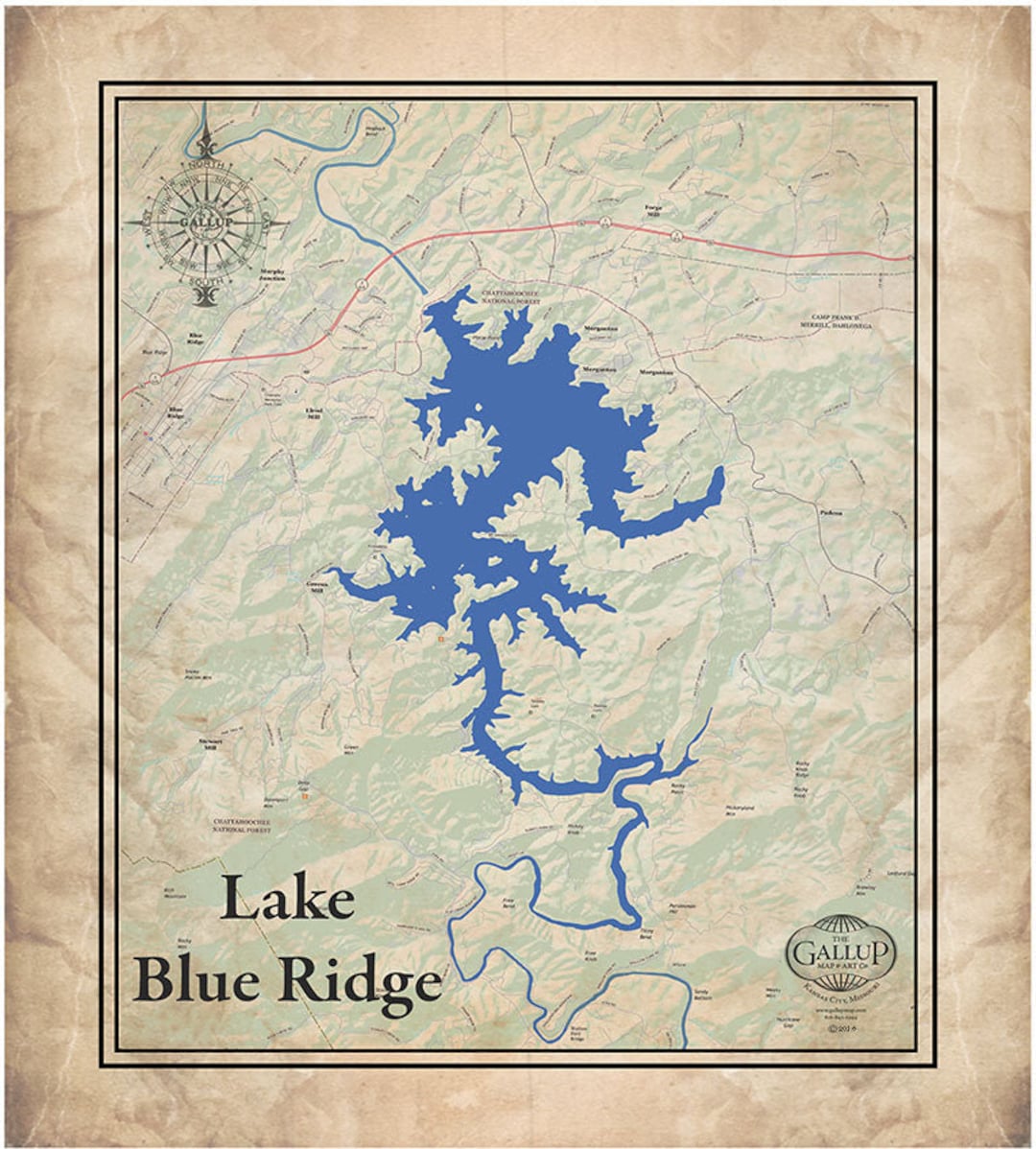 Lake Blue Ridge Old West Style Map - Etsy