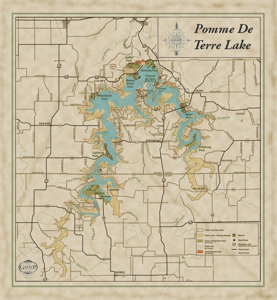 Pomme De Terre Classic Lake Map - Etsy