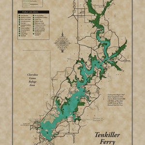 Tenkiller Ferry Lake Classic Map - Etsy
