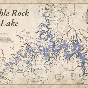 Table Rock Lake Map Vintage Old West Style | Etsy