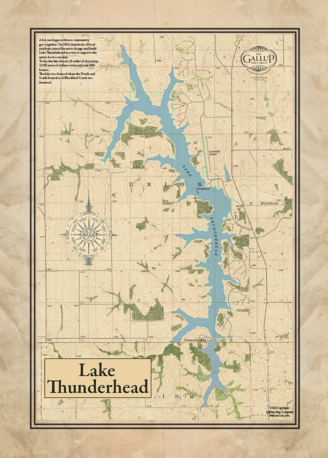 Lake Thunderhead Missouri Map - Etsy