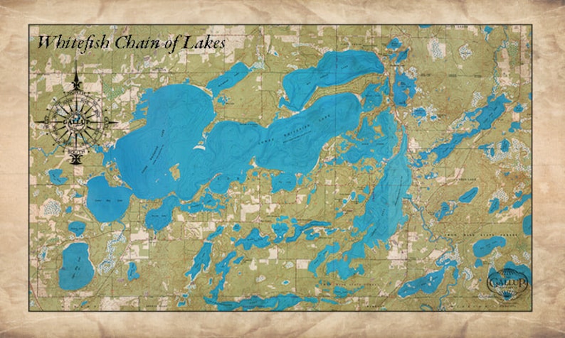 Whitefish Chain of Lakes MN Map - Etsy