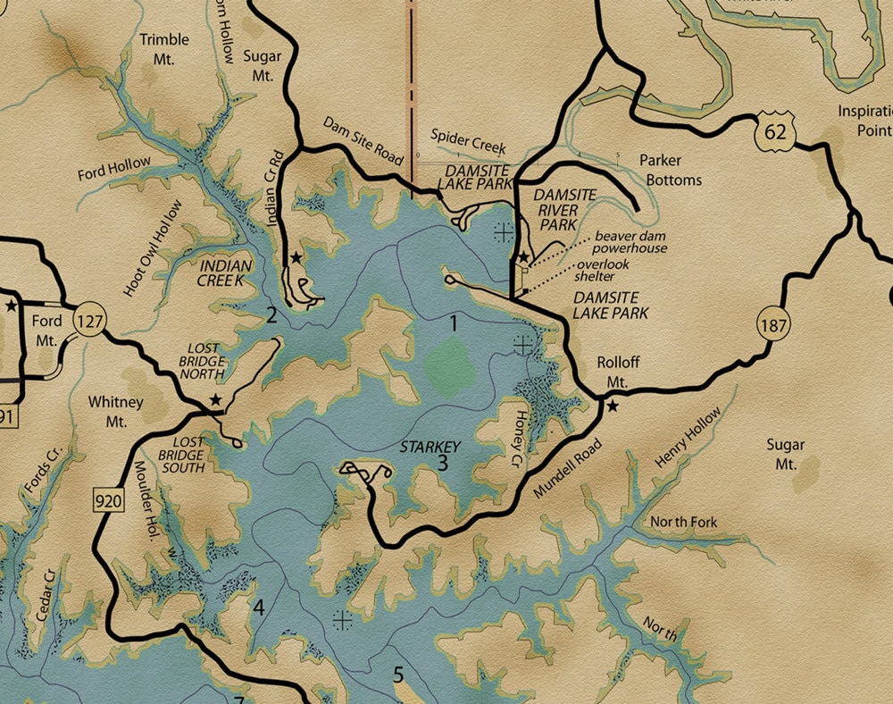 Beaver Lake Original Vintage Style Map With Lake Facts - Etsy