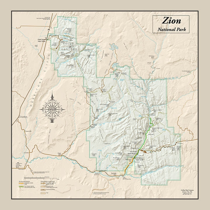 Zion National Park Map - Etsy