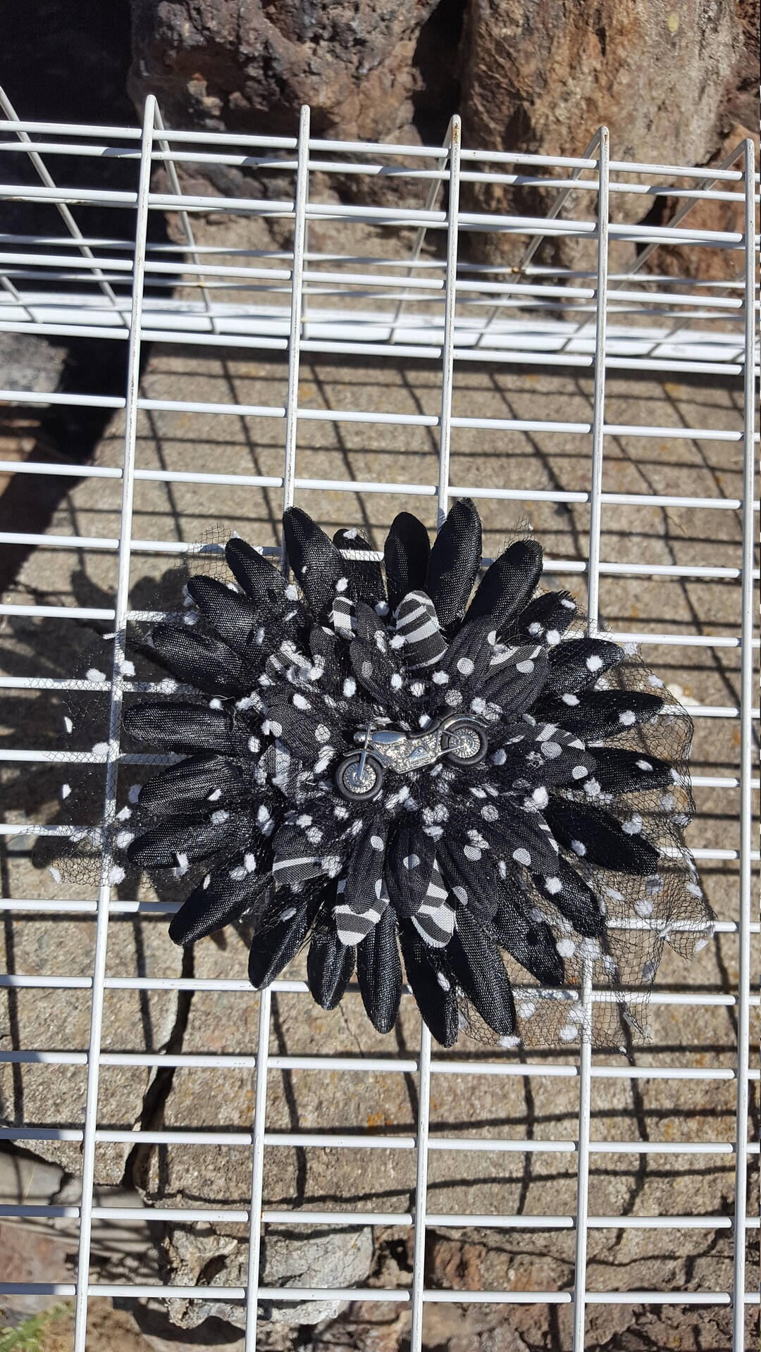 Black Motorcycle Hair Bow, Flower Biker Hair Bow, Biker Bow, Harley ...