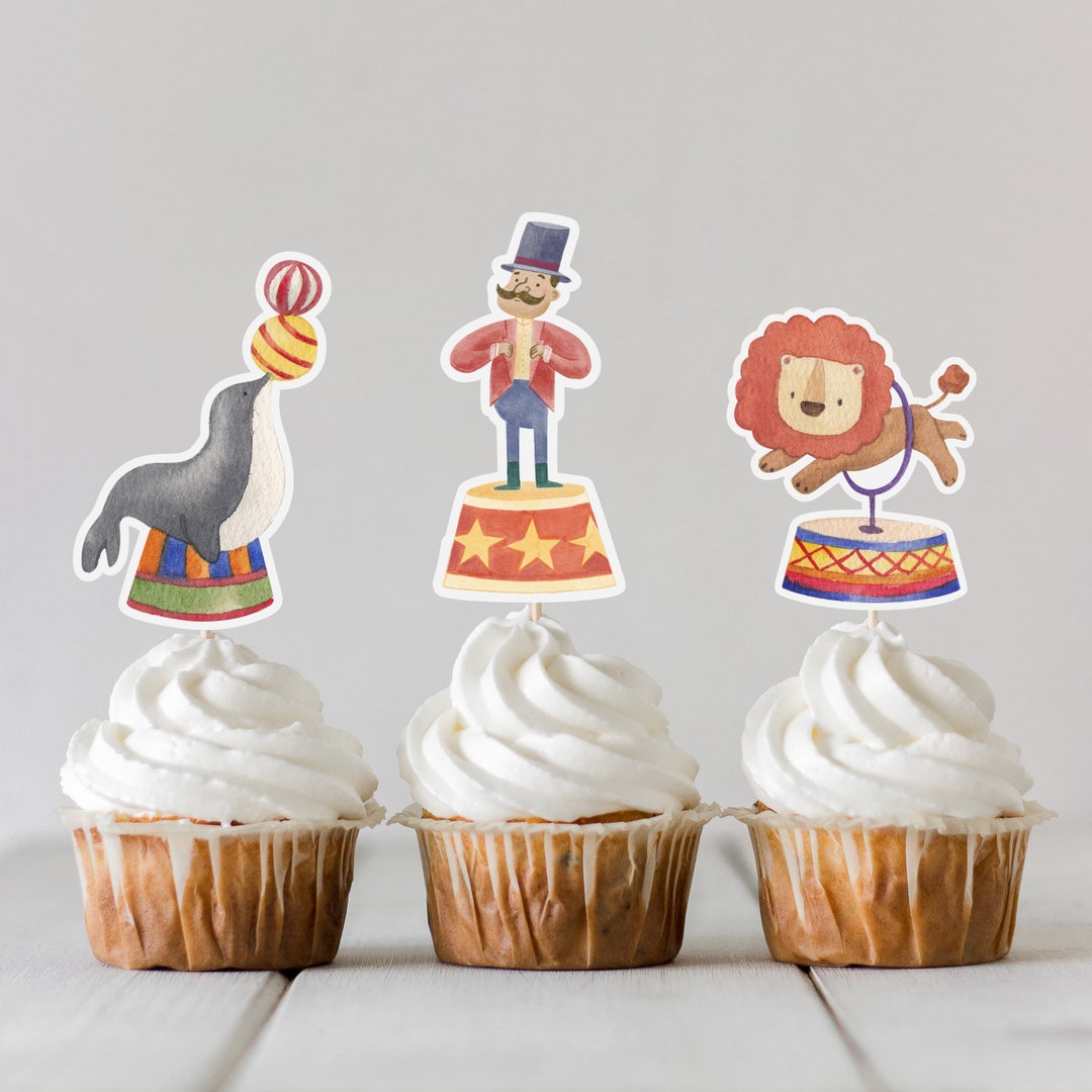 12 Cut-out Wafer Circus Toppers. Ready-to-use Paper Circus Wafers for ...