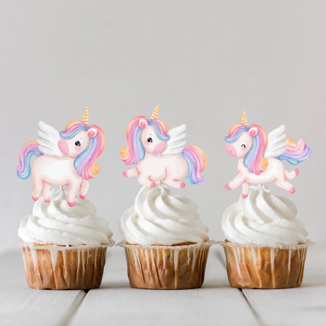 12 Cut Out Wafer Unicorn Toppers. Wafer Paper Unicorn Ready to Use for ...
