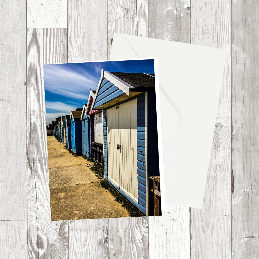 Greetings Card 'beach Huts, Avon Beach' Rectangular Seascape ...