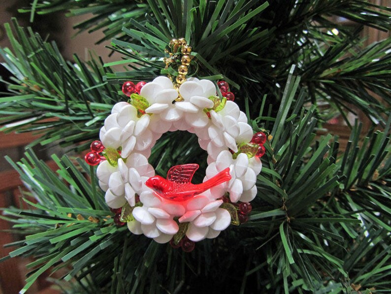 Cherry Wreath Beaded Christmas Ornament - Etsy