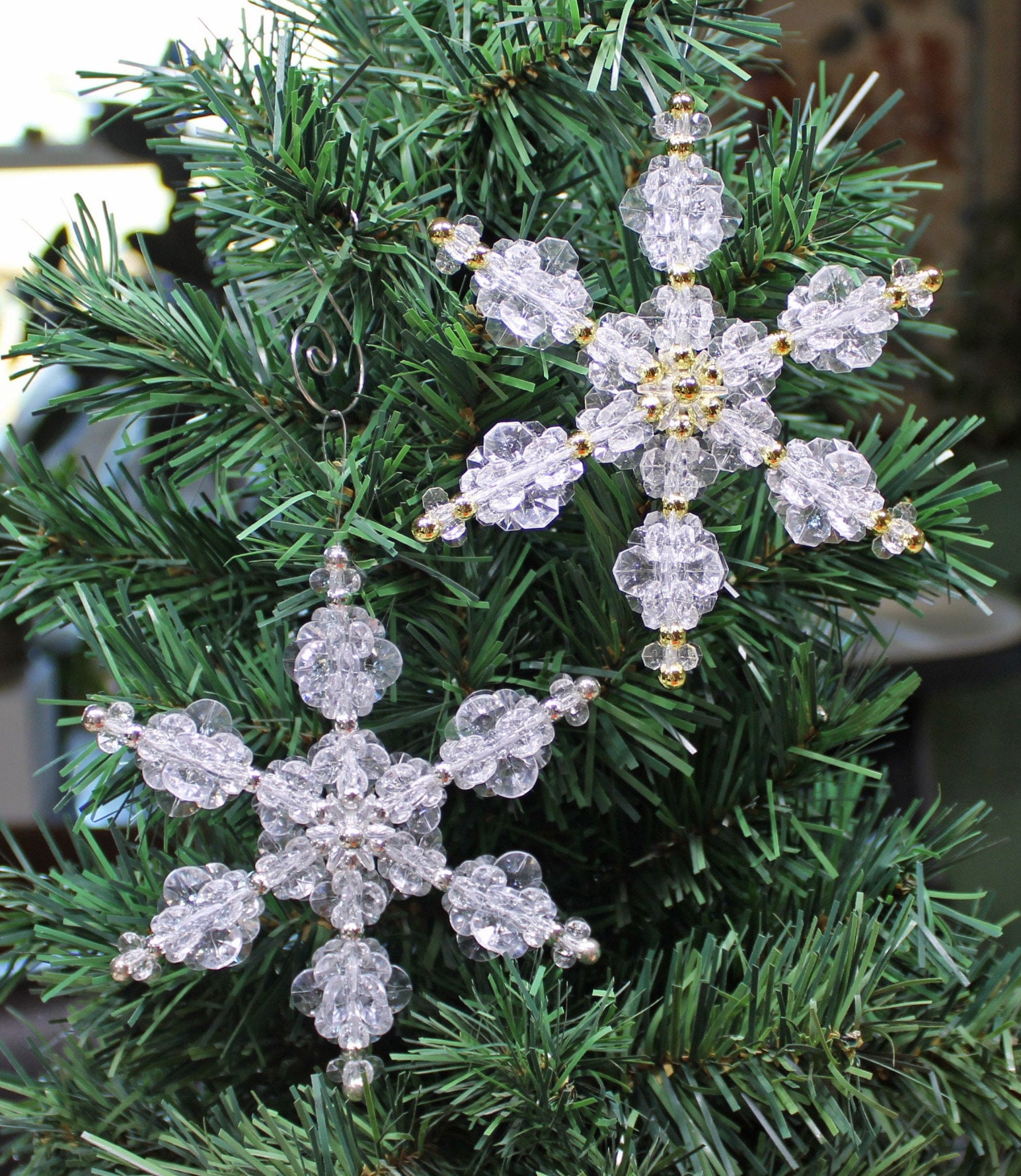 Snowflakes Crystal W/ Silver or Gold Accents 3 Sizes - Etsy