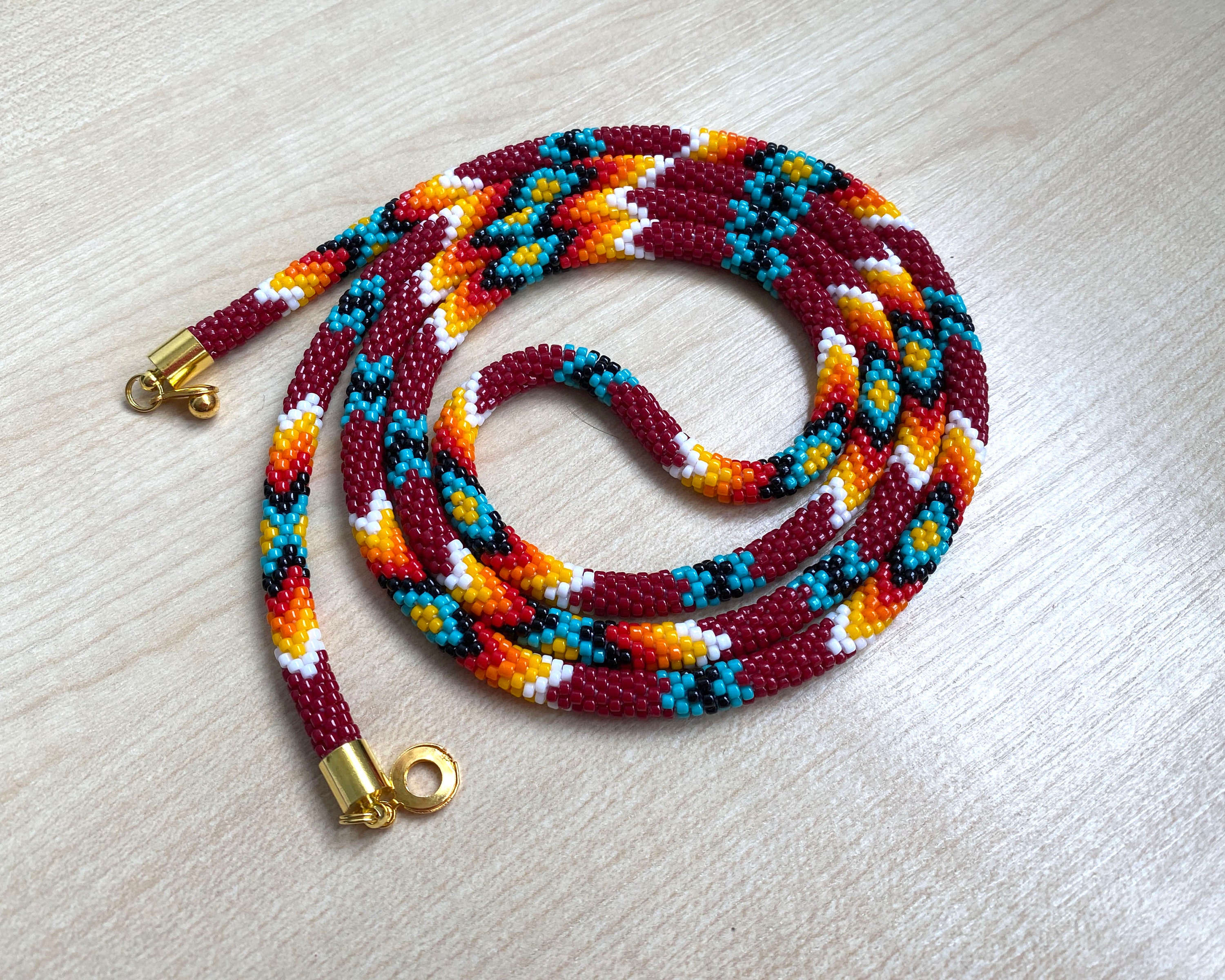 Native American Inspired Necklace Ethnic Style Layered Beaded Necklace ...
