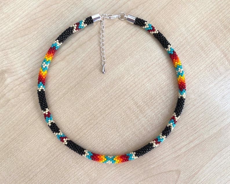 Native Style Beaded Necklace Ethnic Necklace White Thin Rope - Etsy