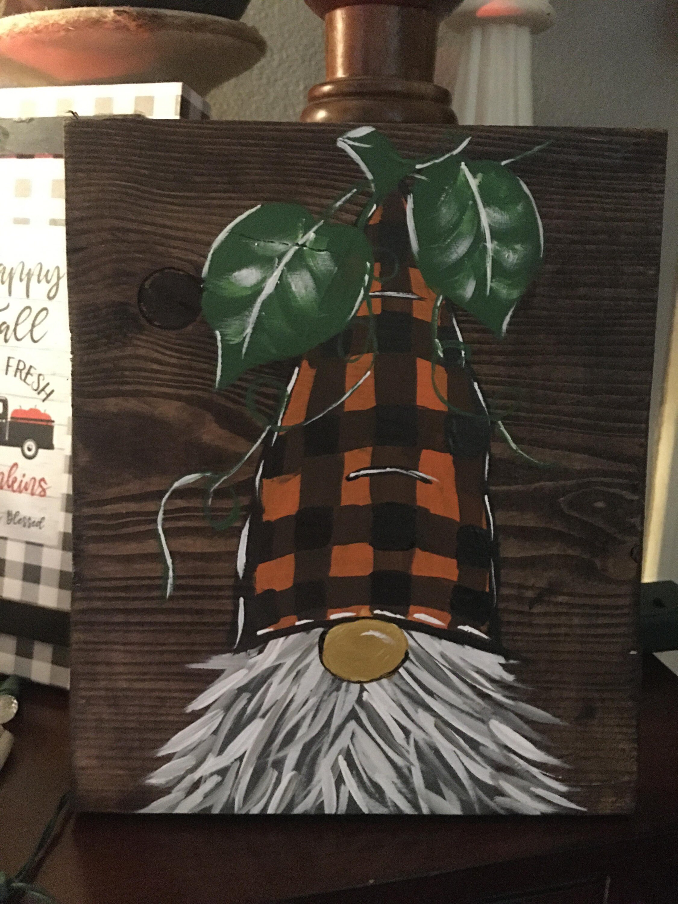 Painted Fall Gnome Plaque Fall Gnome Painted Gnome - Etsy