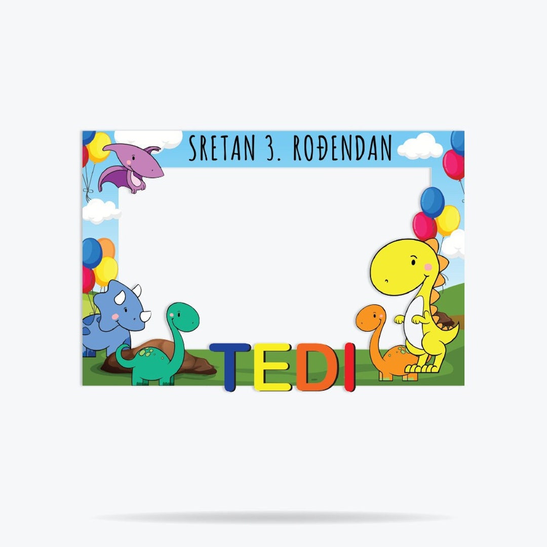 DIGITAL FILE Dinosaur Birthday Photo Booth Frame, Dinosaur Birthday ...