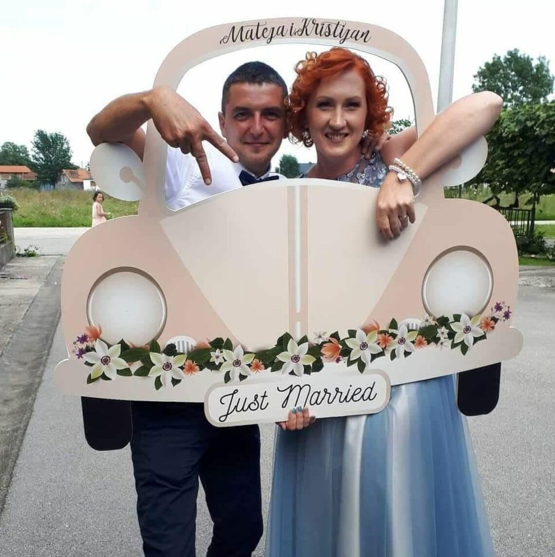 DIGITAL FILE Personalized Vintage Car Wedding Photo Booth Frame ...