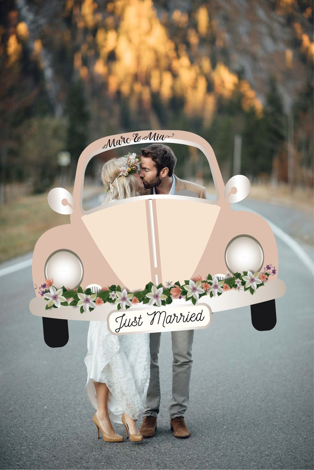 DIGITAL FILE Personalized Vintage Car Wedding Photo Booth Frame ...
