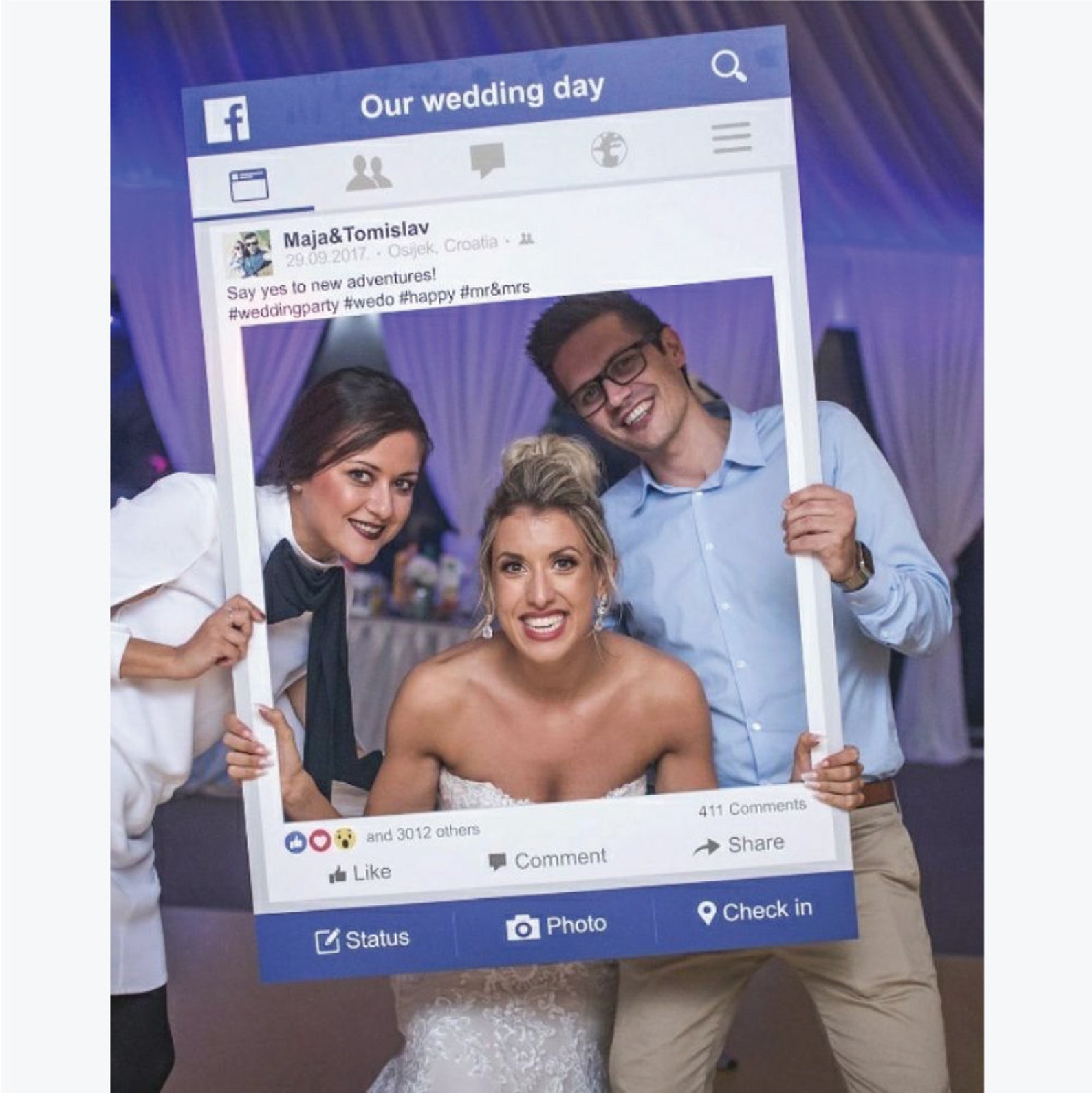 DIGITAL FILE Facebook Photo Booth, Facebook Prop, Wedding Facebook Prop ...