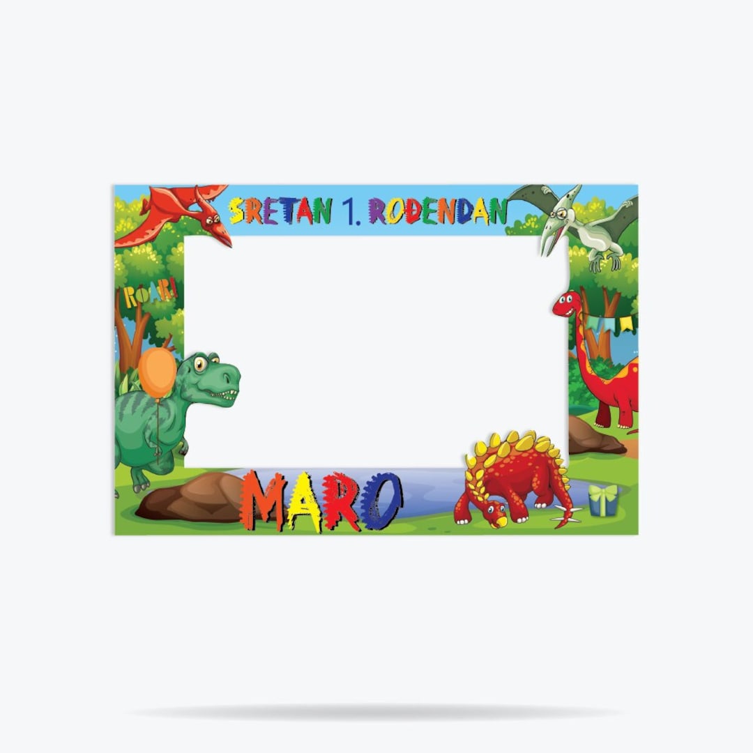 DIGITAL FILE Dinosaur Birthday Photo Booth Frame, Dinosaur Birthday ...