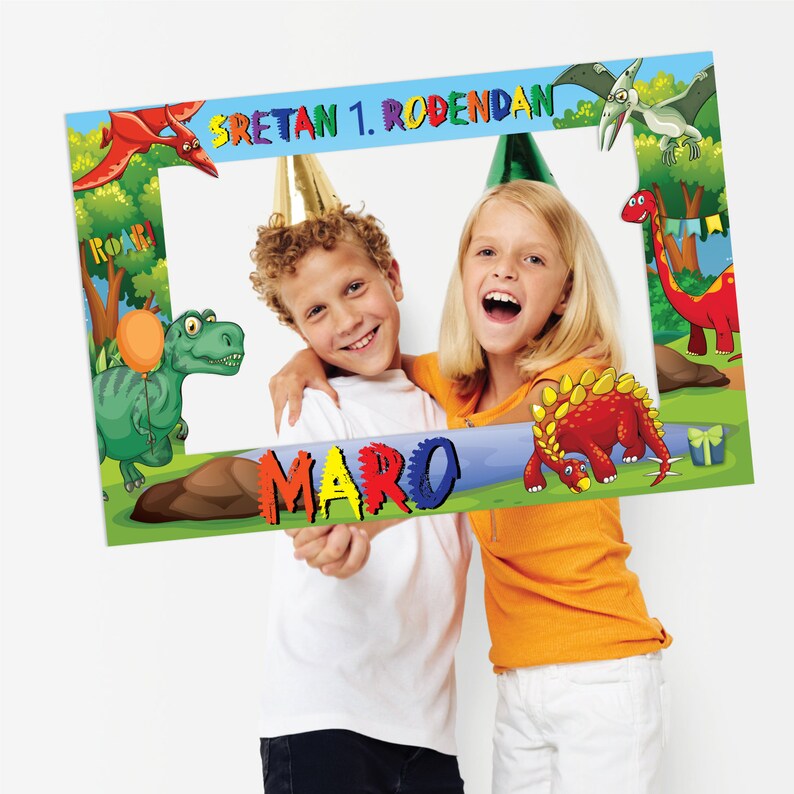 DIGITAL FILE Dinosaur Birthday Photo Booth Frame, Dinosaur Birthday ...