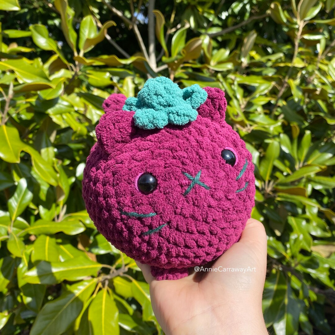 Raspberry Crochet Cat Plushie Cute Cat Plushie, Kawaii Cat, Cute Cat ...