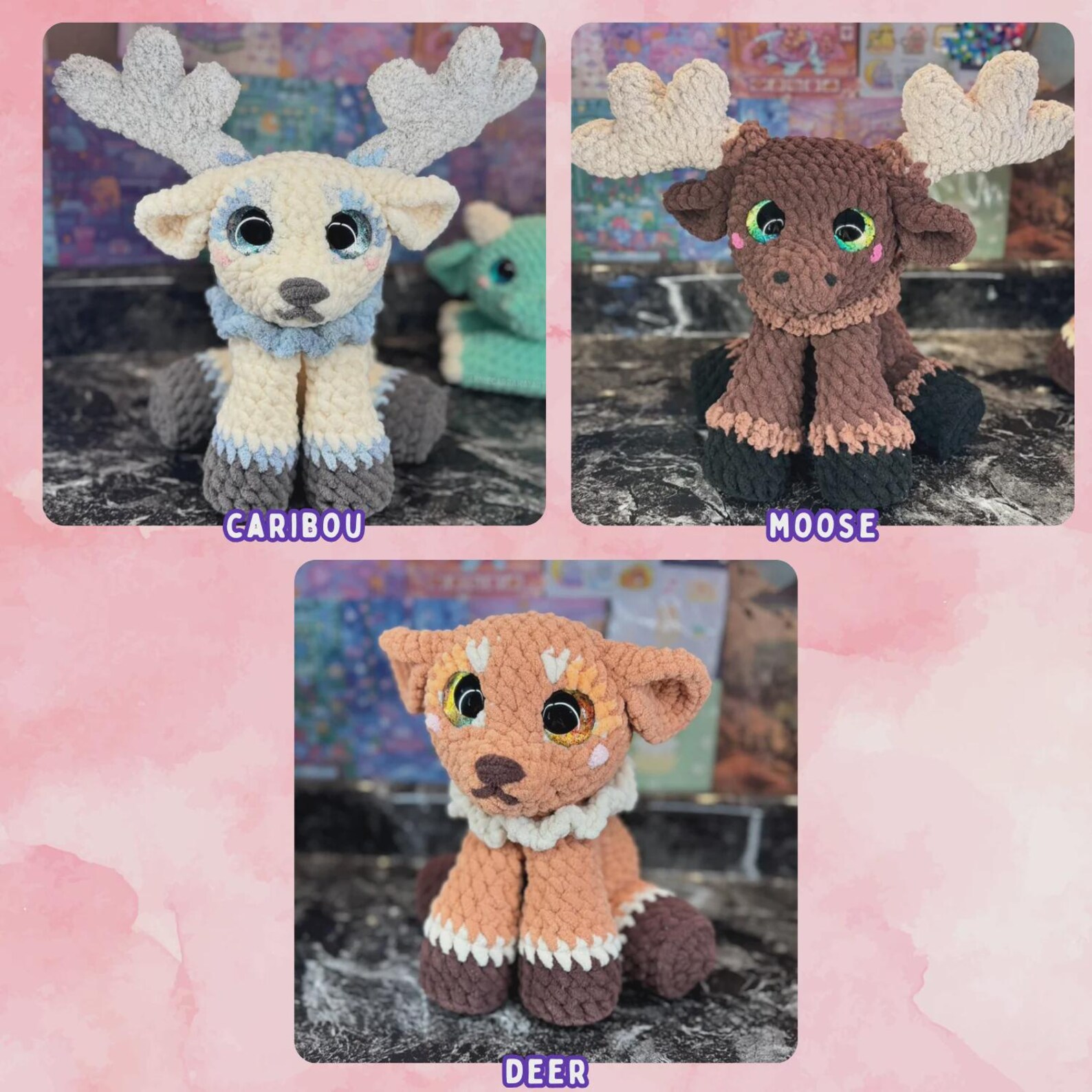 Deer and Moose Crochet Pattern | Low Sew Plushies | Annie Carraway Art ...