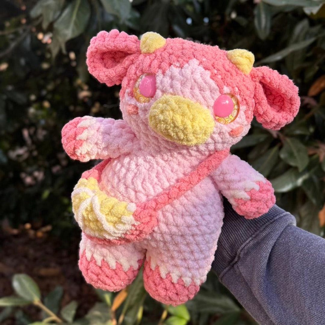 Pink Lemonade Cow Crochet Plushie Hand Painted Eyes - Etsy
